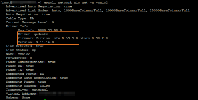 How to Find the NIC Driver Version on ESXI Host and get the Correct ...